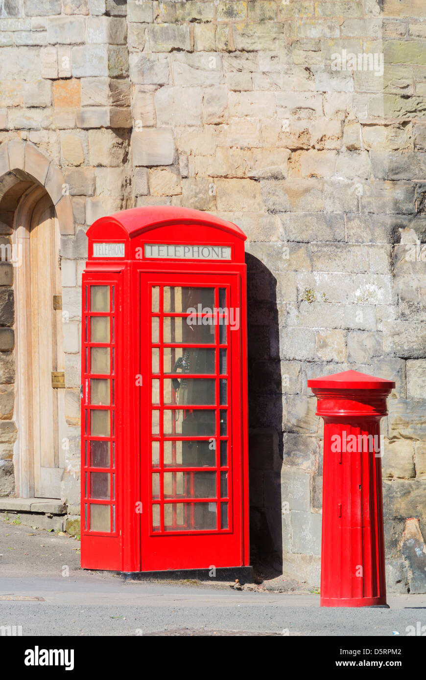 Old red G.P.O and Post Office telephone box and victorian post box ...