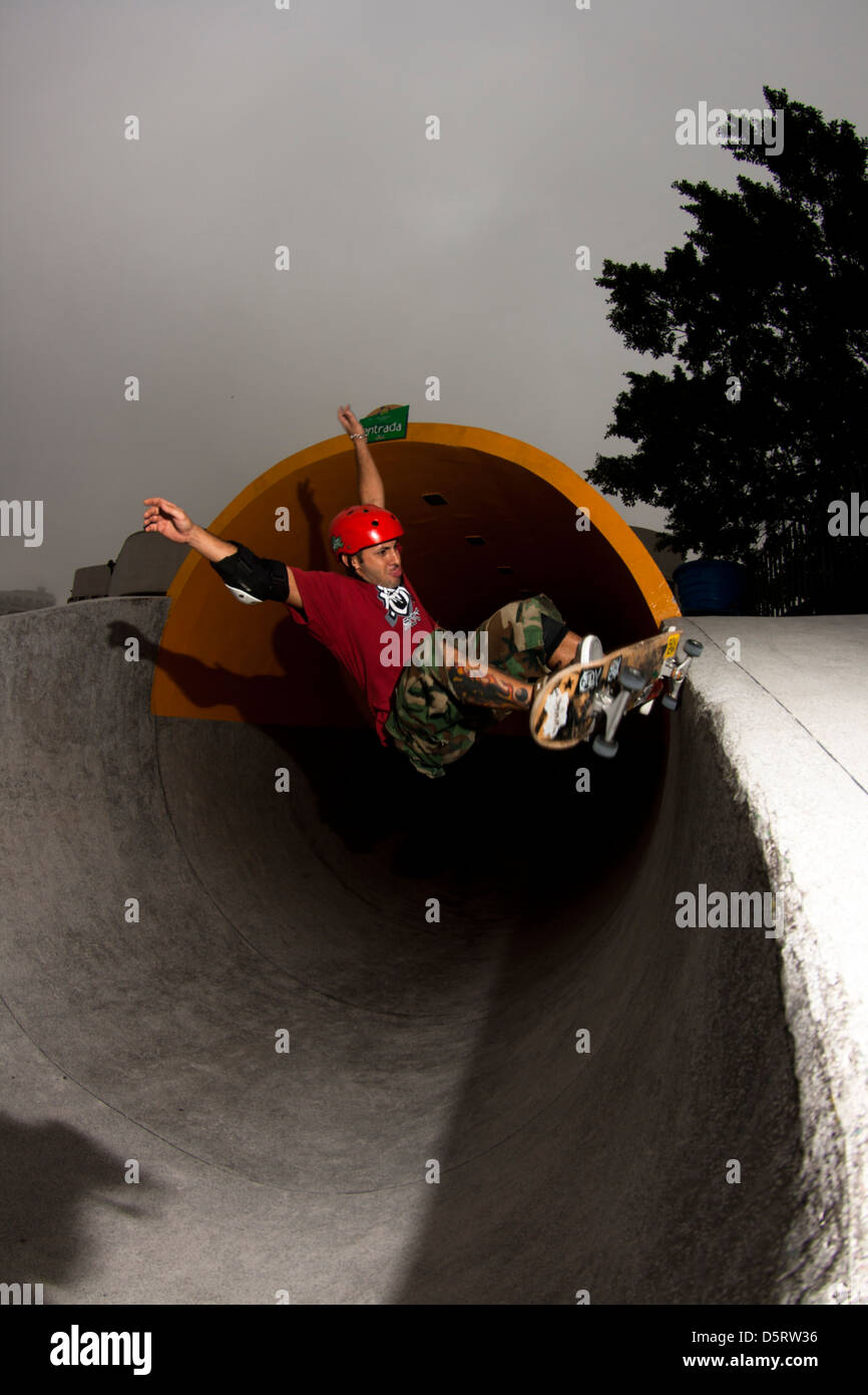 pro rider performing tricks in skateboard at São Bernardo do Campo ...