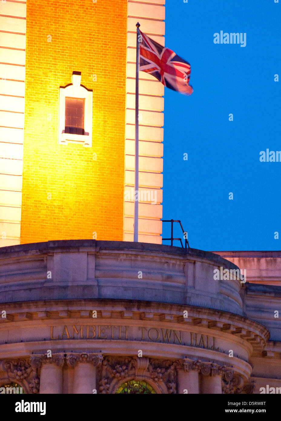 London, UK. 8th April, 2013. Lambeth Town Hall in Brixton has its flag ...