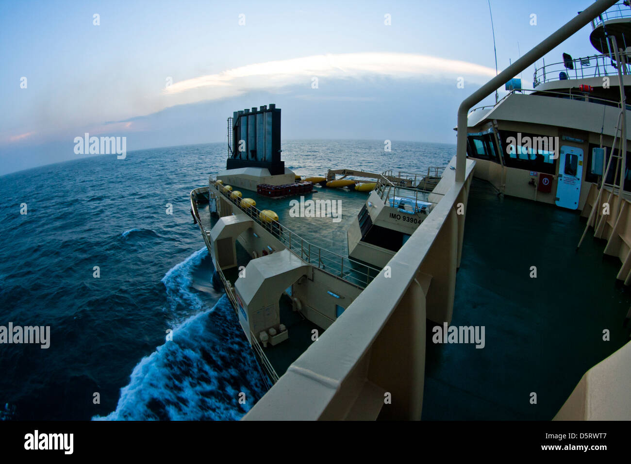 bow view of the Seismic vessel Ramform Sovereign from PGS company Stock ...