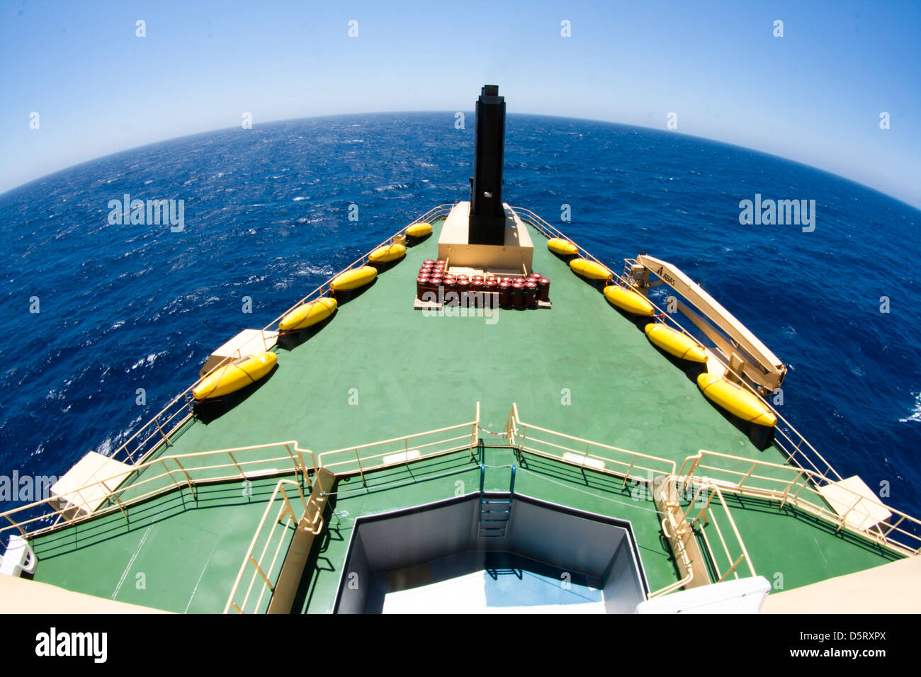 bow view of the Seismic vessel Ramform Sovereign from PGS company Stock ...