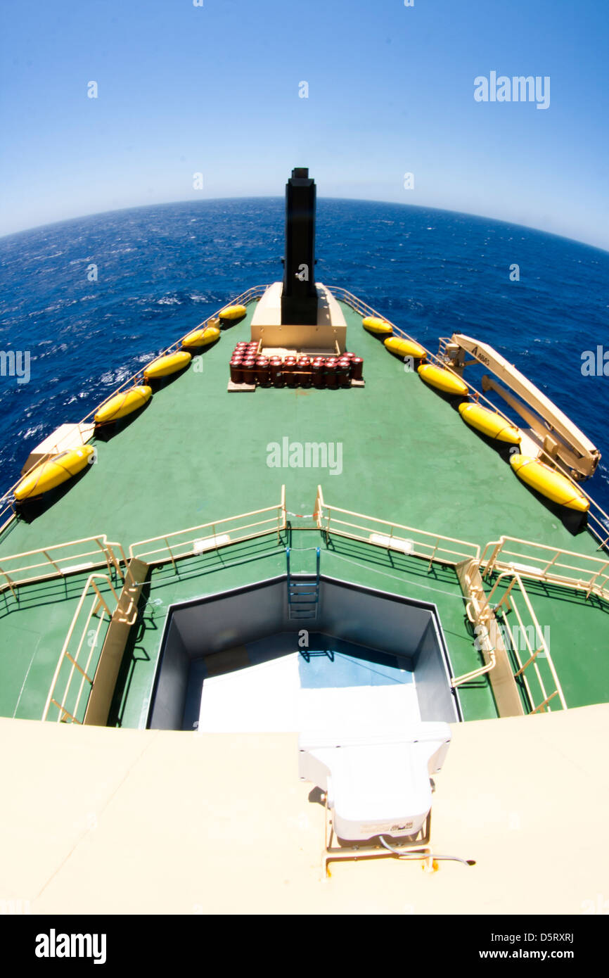 bow view of the Seismic vessel Ramform Sovereign from PGS company Stock ...