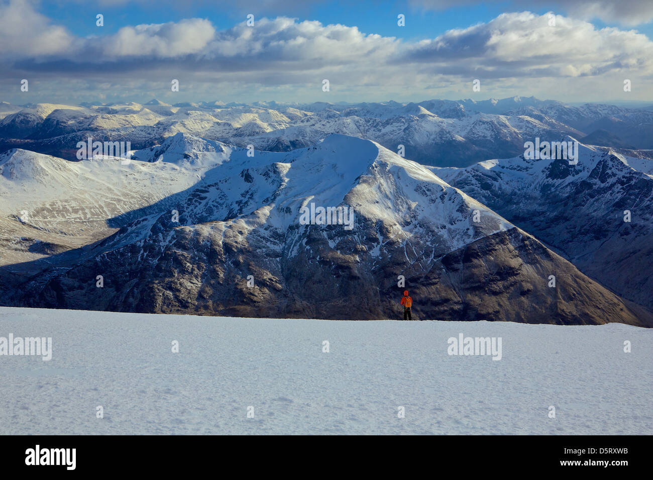 The view from the summit of Ben Nevis in snow conditions with good ...