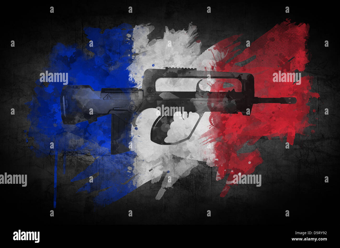 Poster rifle on a background of the flag France Stock Photo - Alamy
