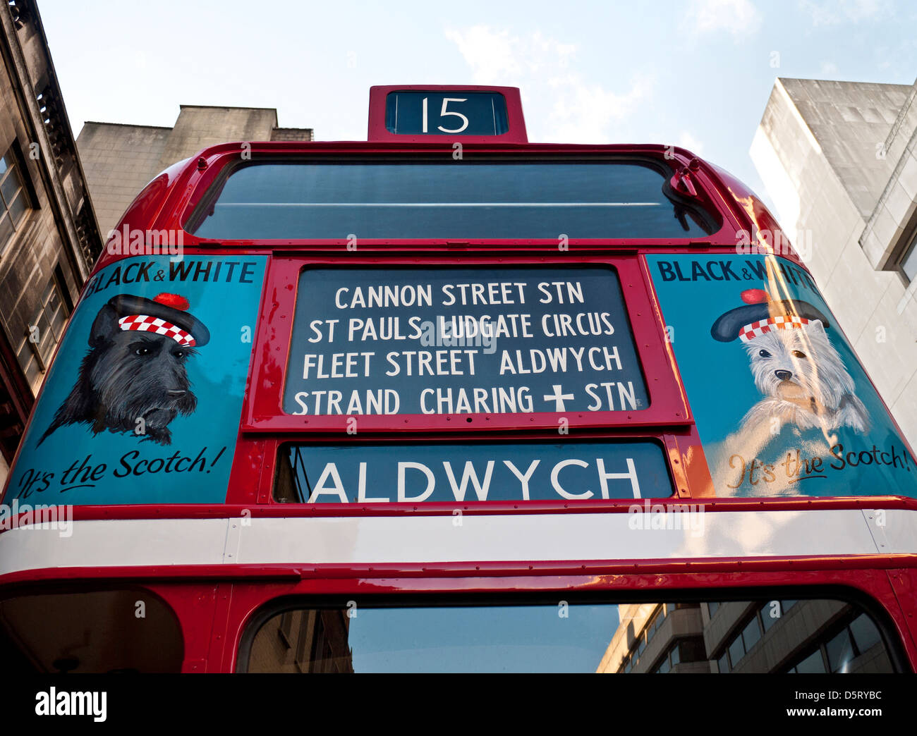 Historic 1940's restored traditional UK red double decker bus, with war ...
