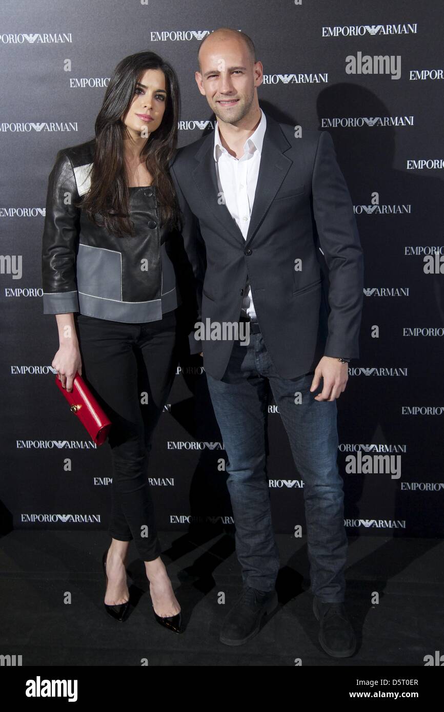 Madrid, Spain. 8th April 2013. Gonzalo Miro and girlfriend poses during ...