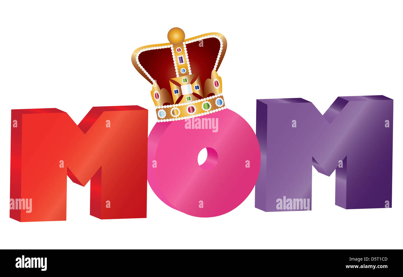 Happy Mothers Day Colorful MOM Alphabet Letters with Crown Jewel ...