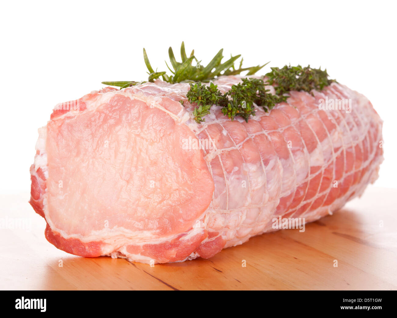 Roulade of pork on white background Stock Photo - Alamy