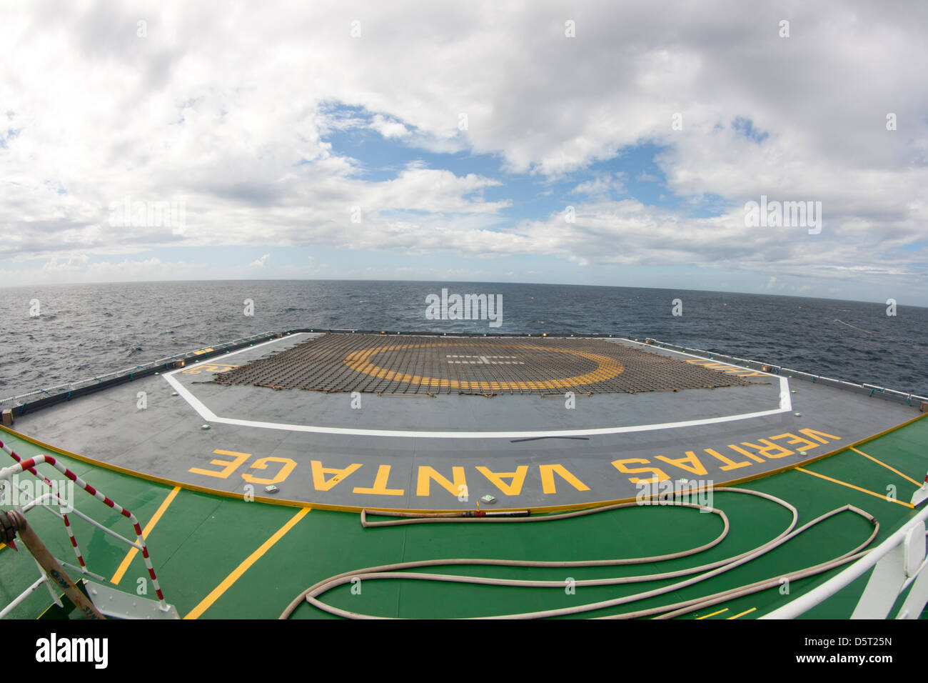 Helicopter landing deck of the seismic vessel CGG Veritas Vantage Stock ...