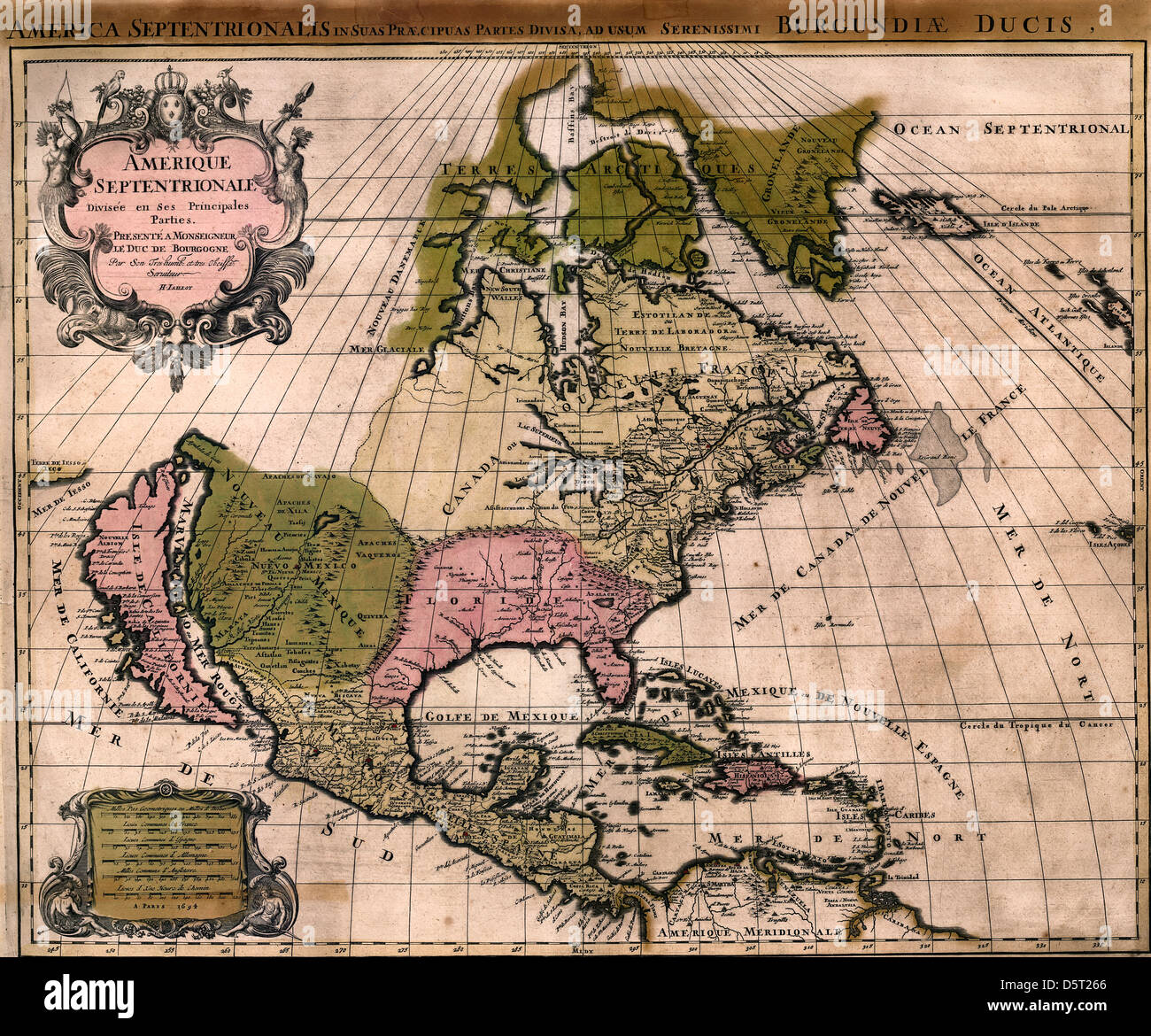 Map of North America, circa 1694 Stock Photo - Alamy