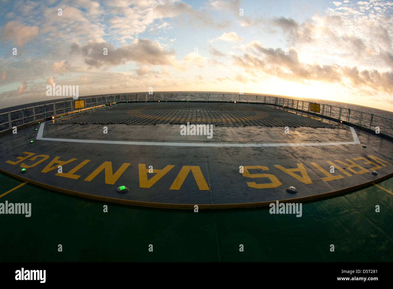 Helicopter landing deck of the seismic vessel CGG Veritas Vantage Stock ...