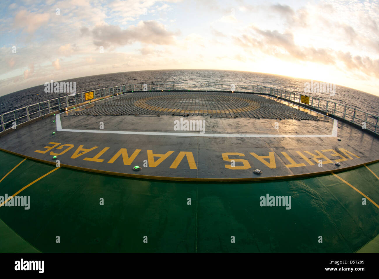 Helicopter landing deck of the seismic vessel CGG Veritas Vantage Stock ...