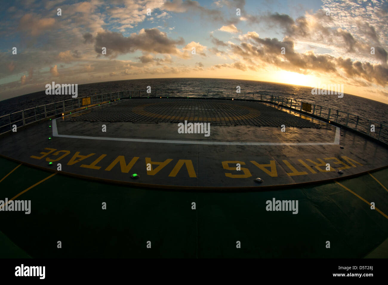 Helicopter landing deck of the seismic vessel CGG Veritas Vantage Stock ...