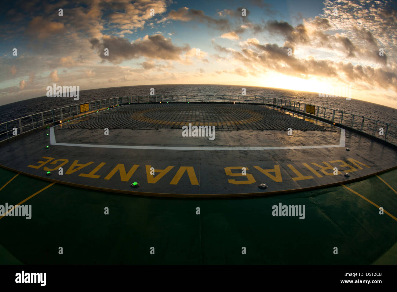 Helicopter landing deck of the seismic vessel CGG Veritas Vantage Stock ...