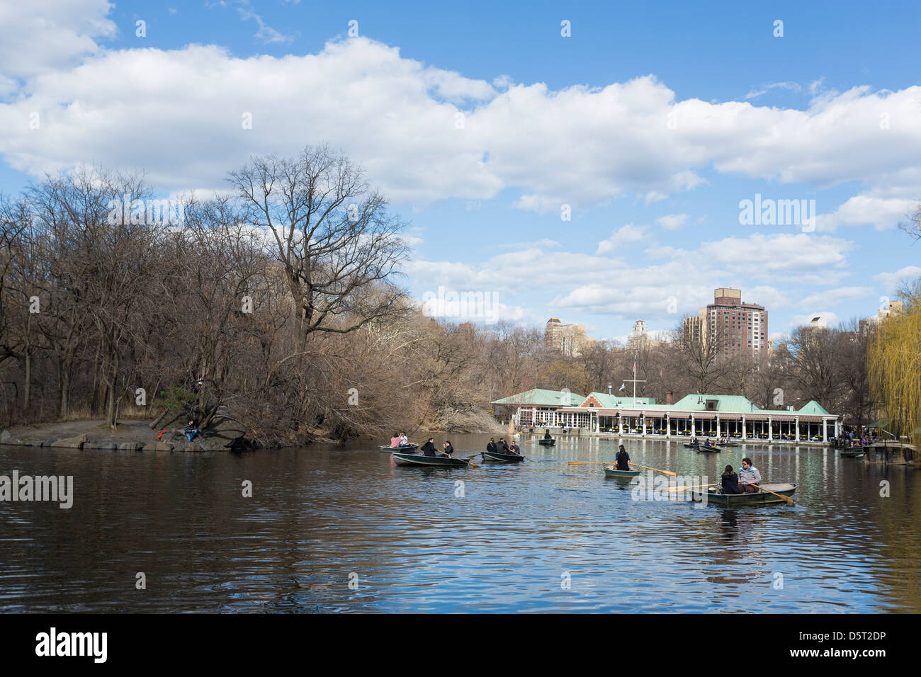 People enjoying sunny day by canoing, row boating at the famous Loeb ...