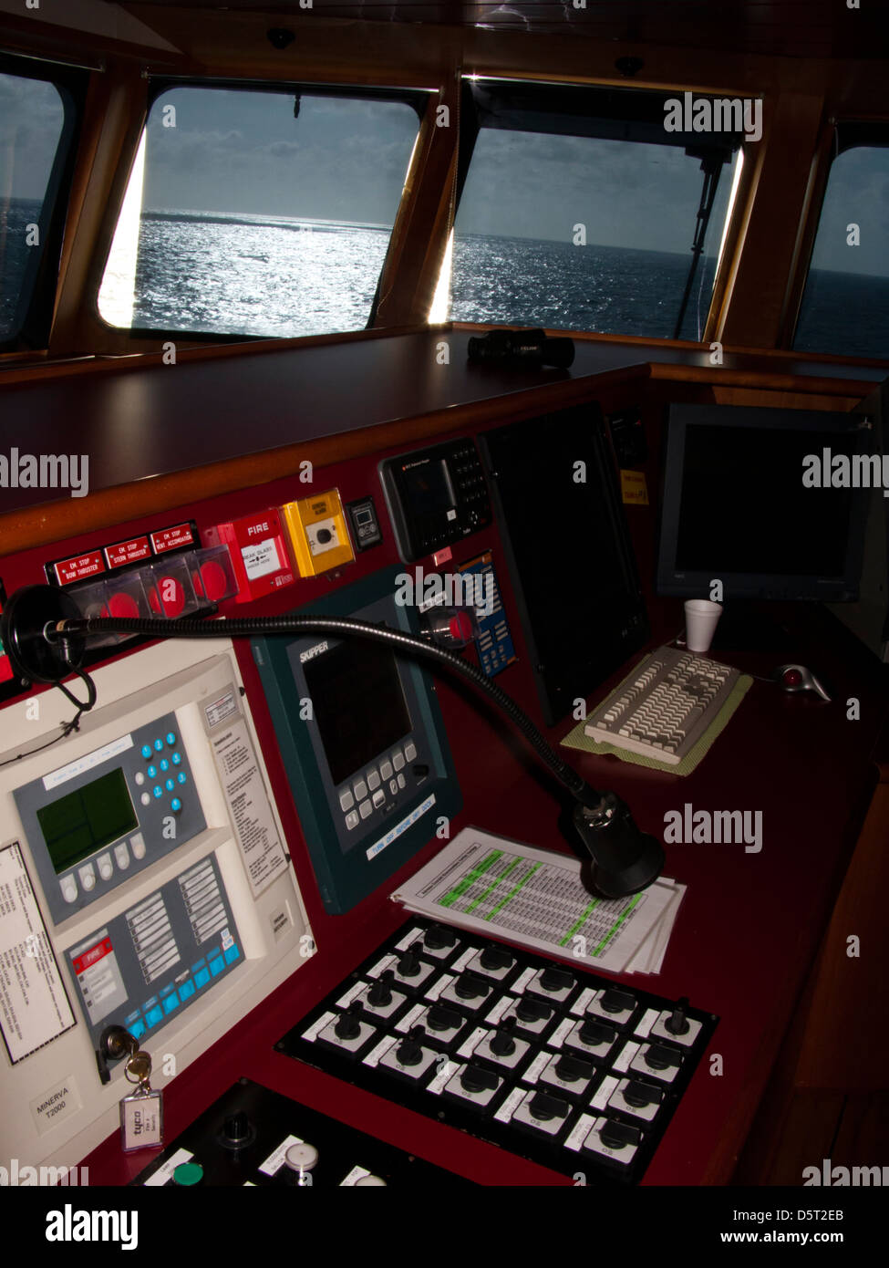 Details inside the Bridge of the Seismic Vessel CGG Veritas Vantage ...