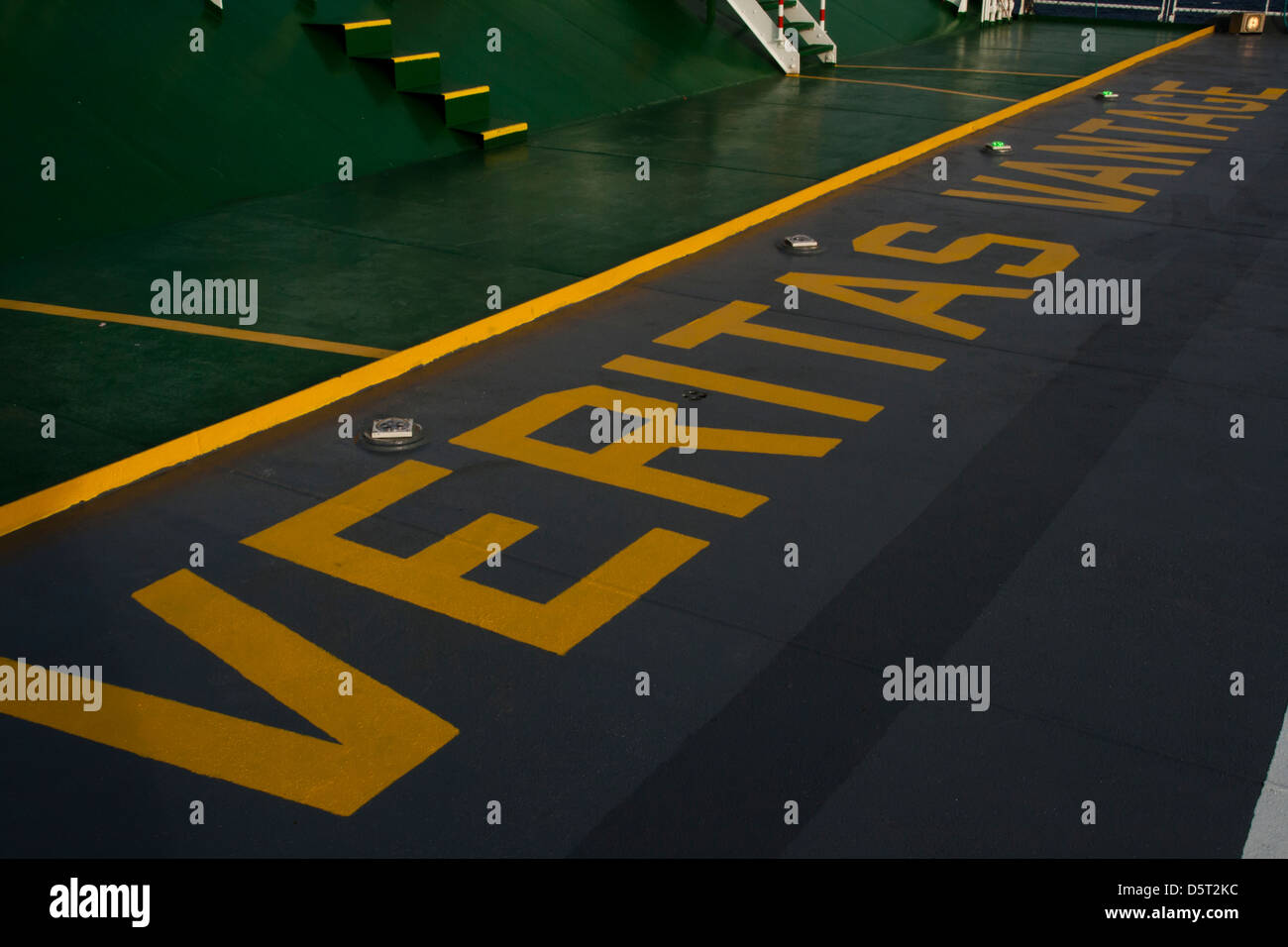 Helicopter landing deck of the seismic vessel CGG Veritas Vantage Stock ...