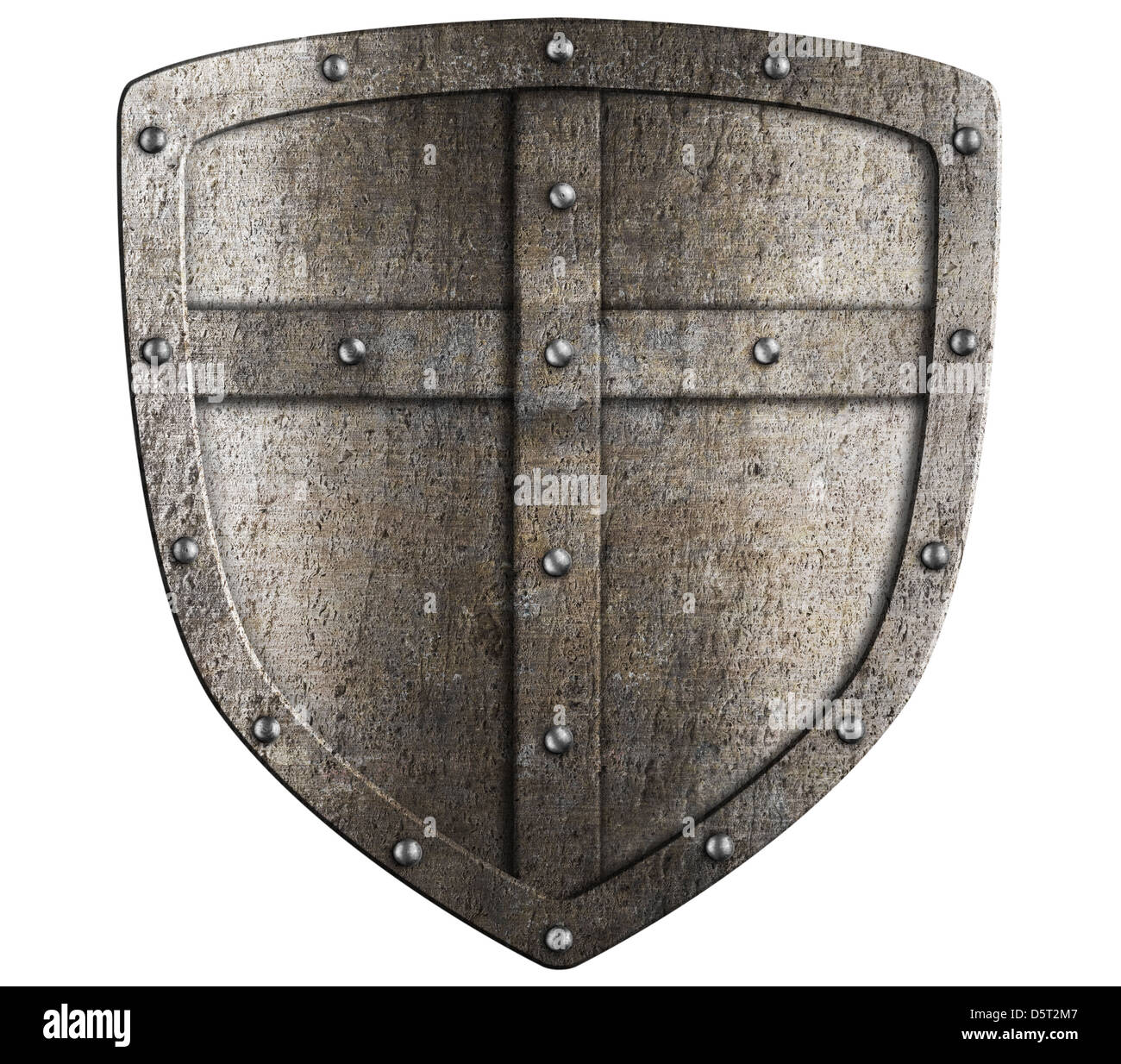 crusader metal shield illustration isolated on white Stock Photo - Alamy