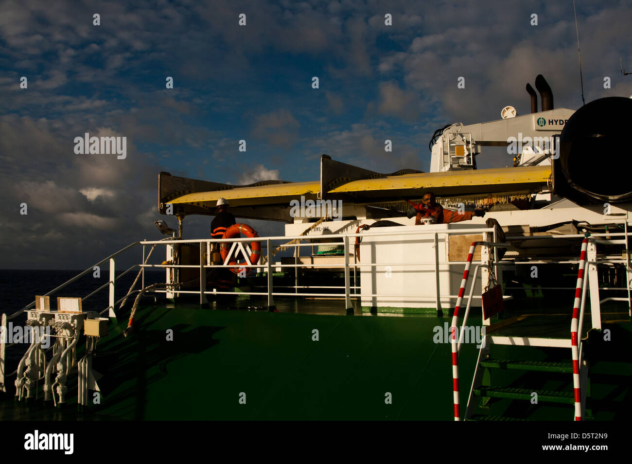 Para van door lifting operation in the seismic vessel Veritas Vantage ...