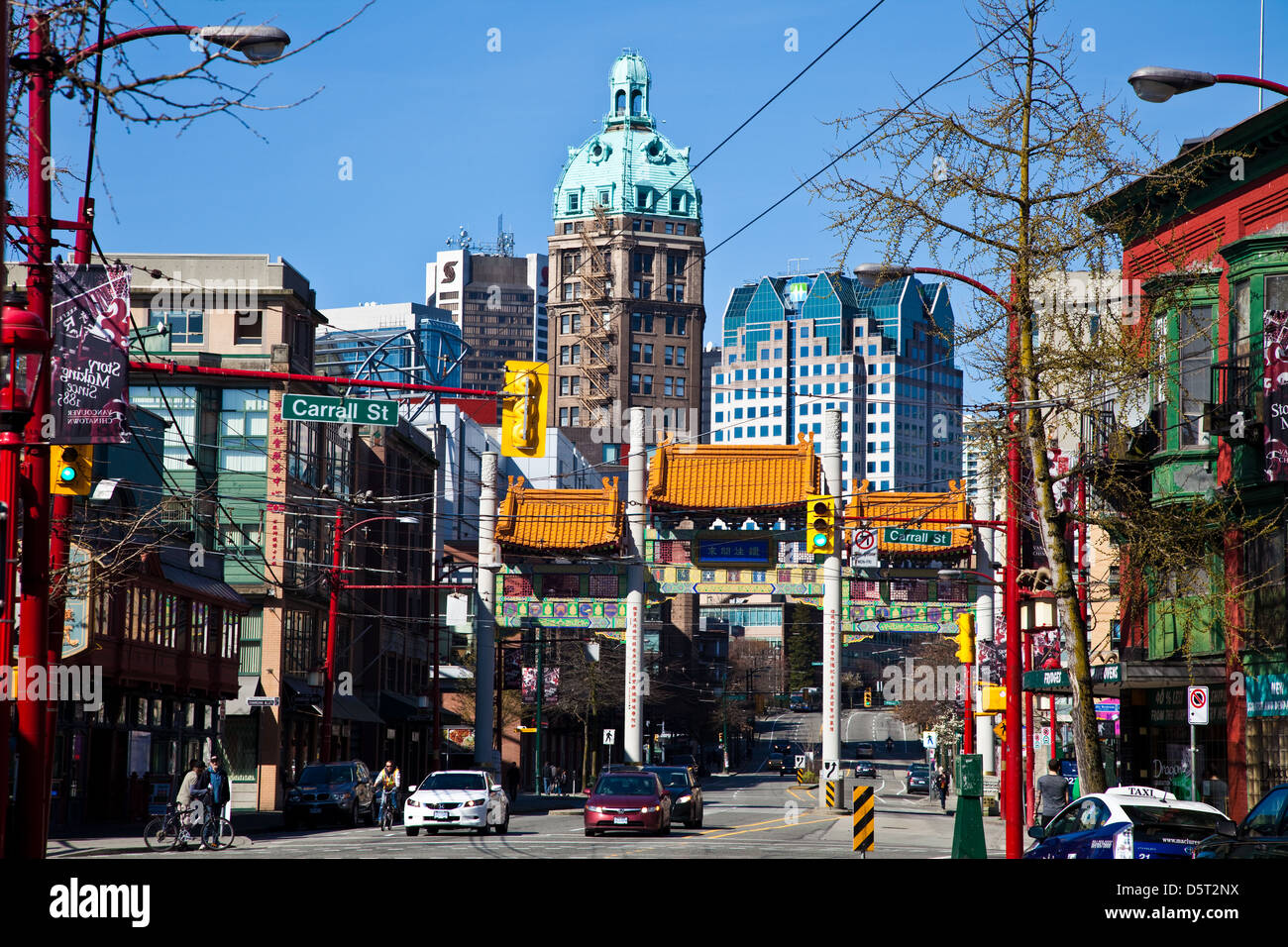 Entry Gate To Vancouvers Chinatown Looking Back To Downtown Stock