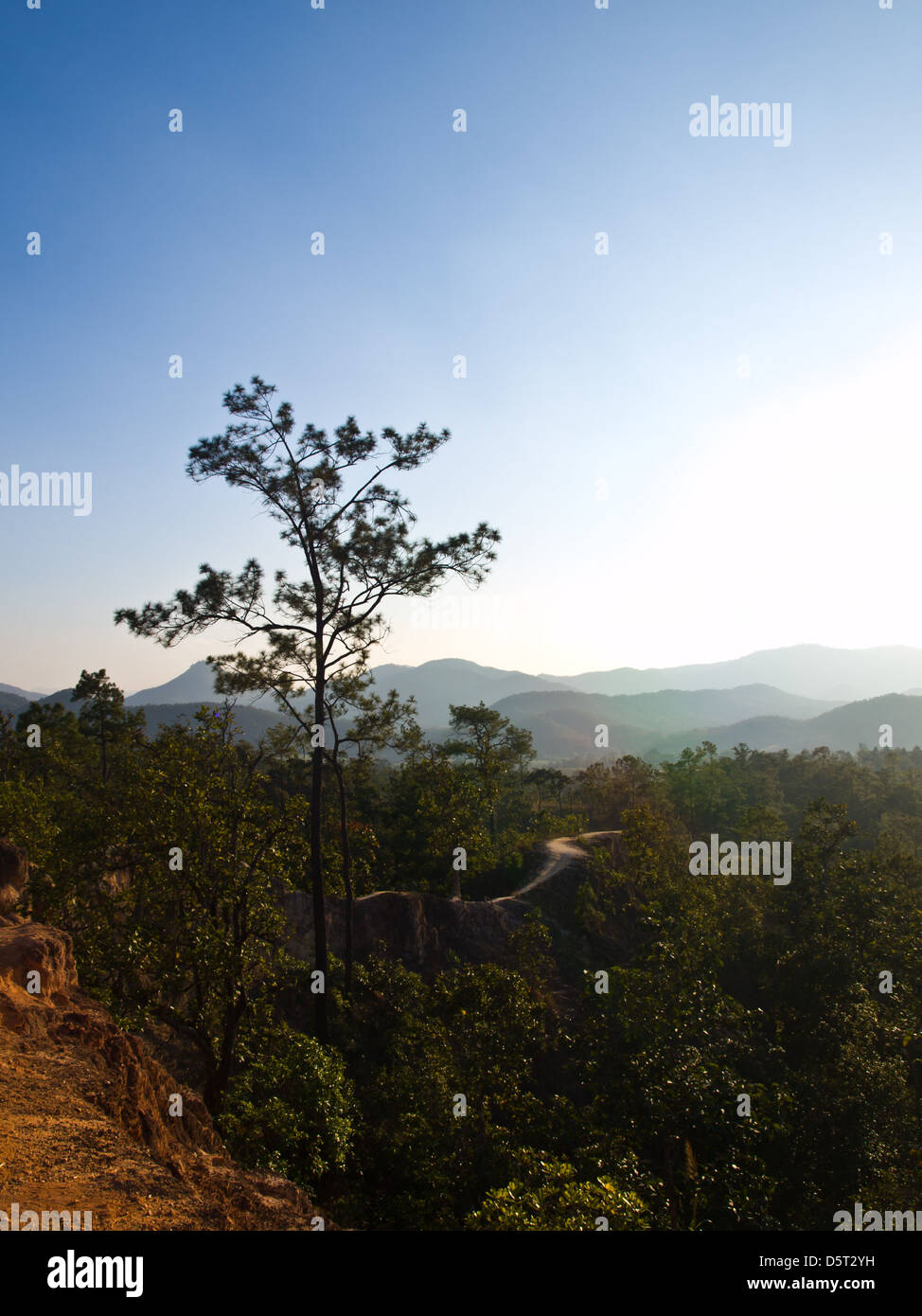 A narrow red ridges with steep-sides valleys in Pai Canyon (Kong Lan ...