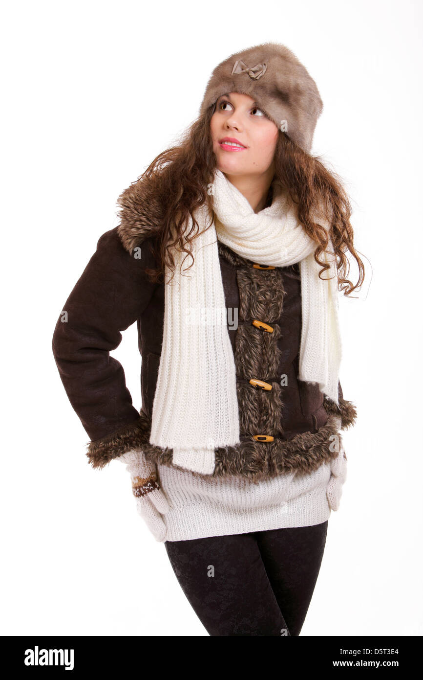 winter beautiful woman in warm clothing portrait Stock Photo - Alamy