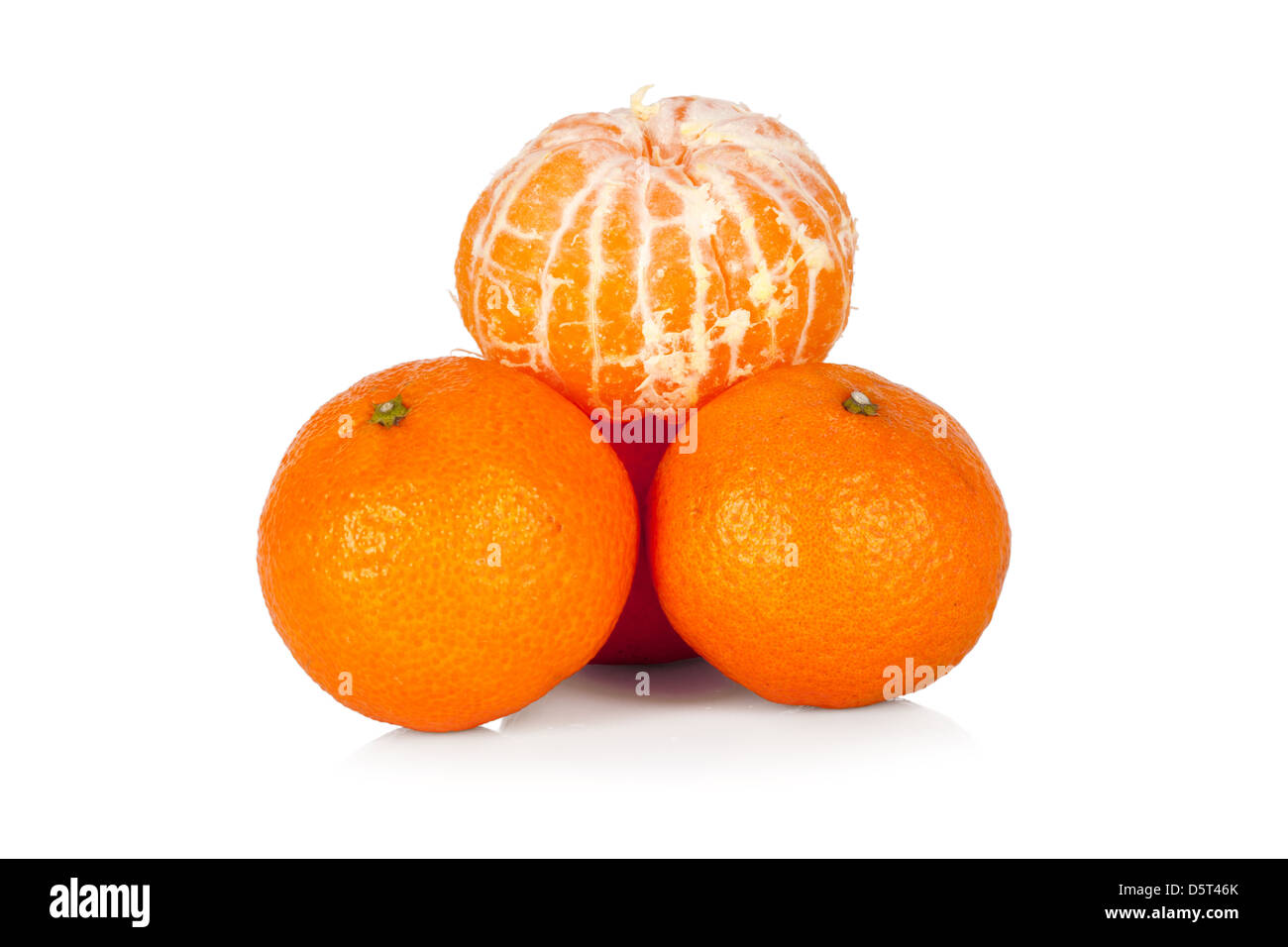 Fresh mandarins and peeled mandarin isolated on white background Stock ...