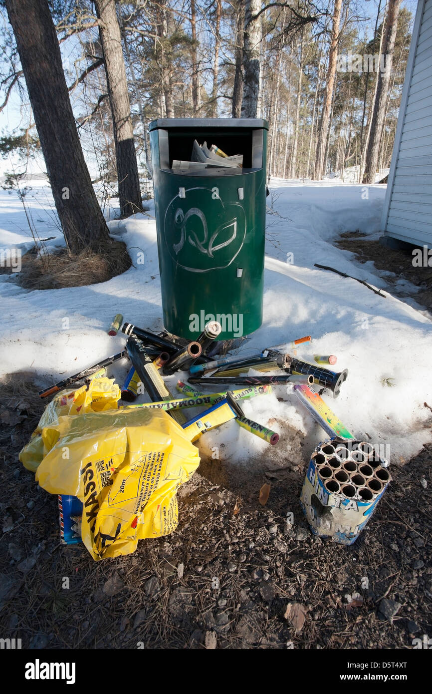 Fireworks trash, Finland Stock Photo - Alamy