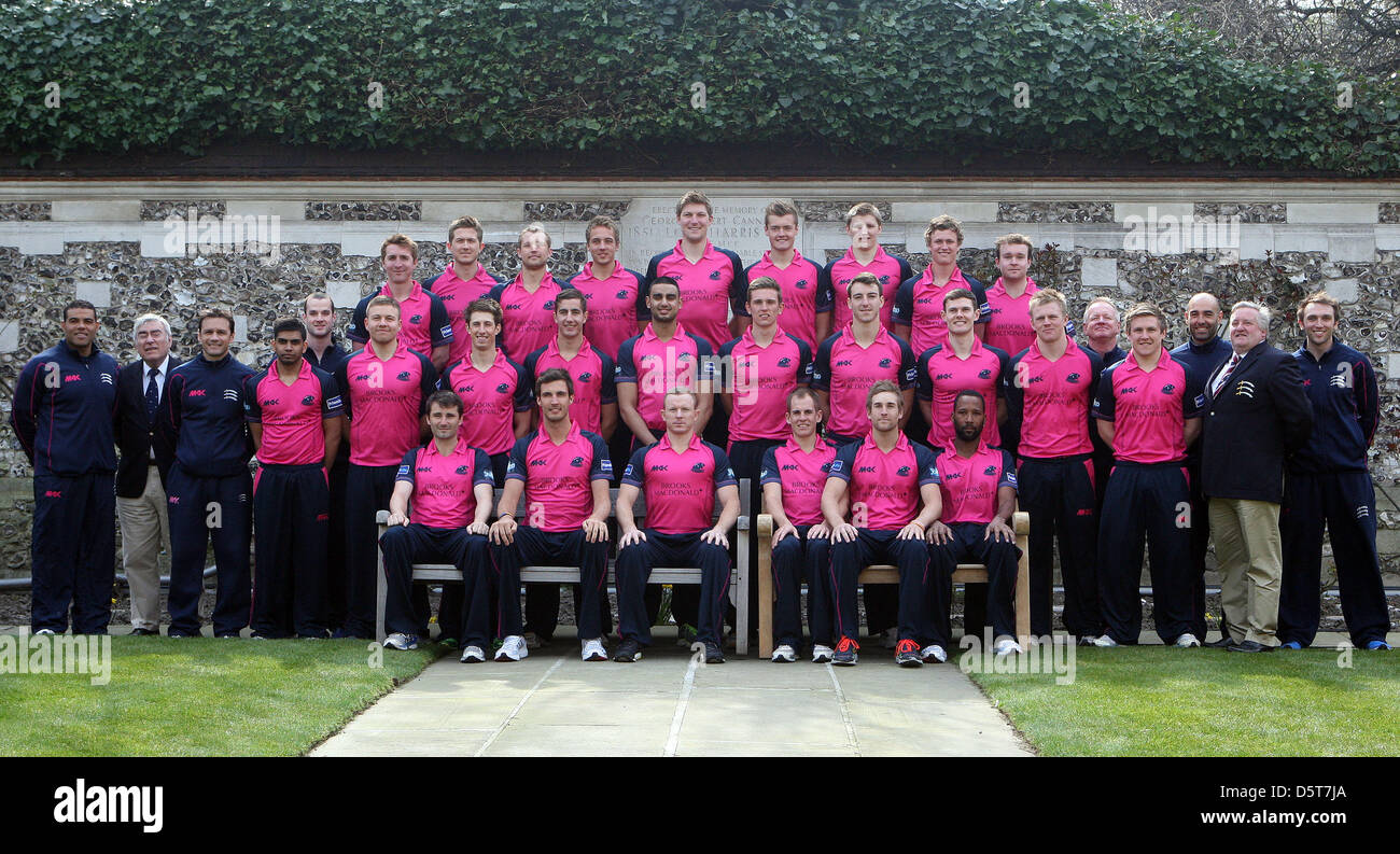 08.04.2013 London, England. Middlesex CCC Team and Coaching Staff ...