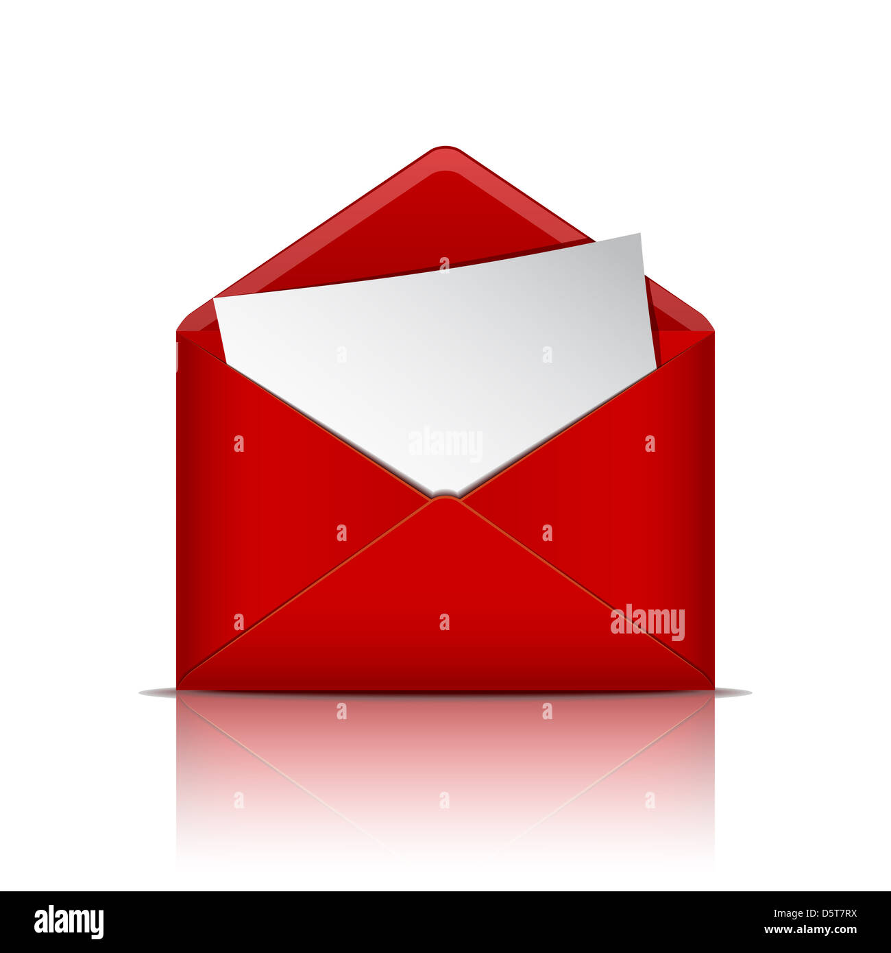 Red open envelope with paper Stock Photo - Alamy