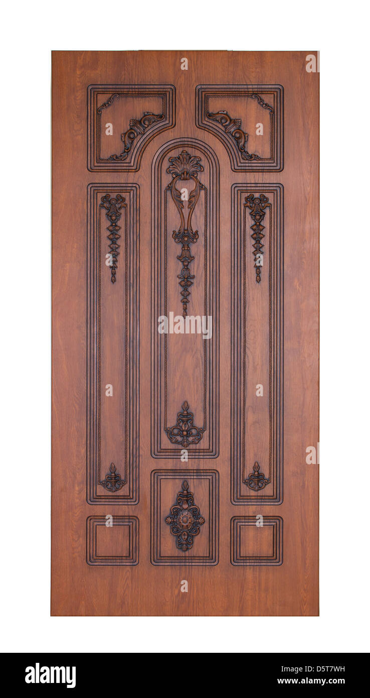 Frontal image of a closed door, isolated on white background Stock ...