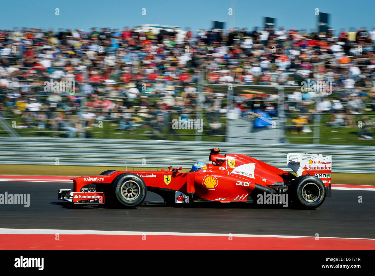 Spanish Formula One driver Fernando Alonso of Ferrari steers his car ...