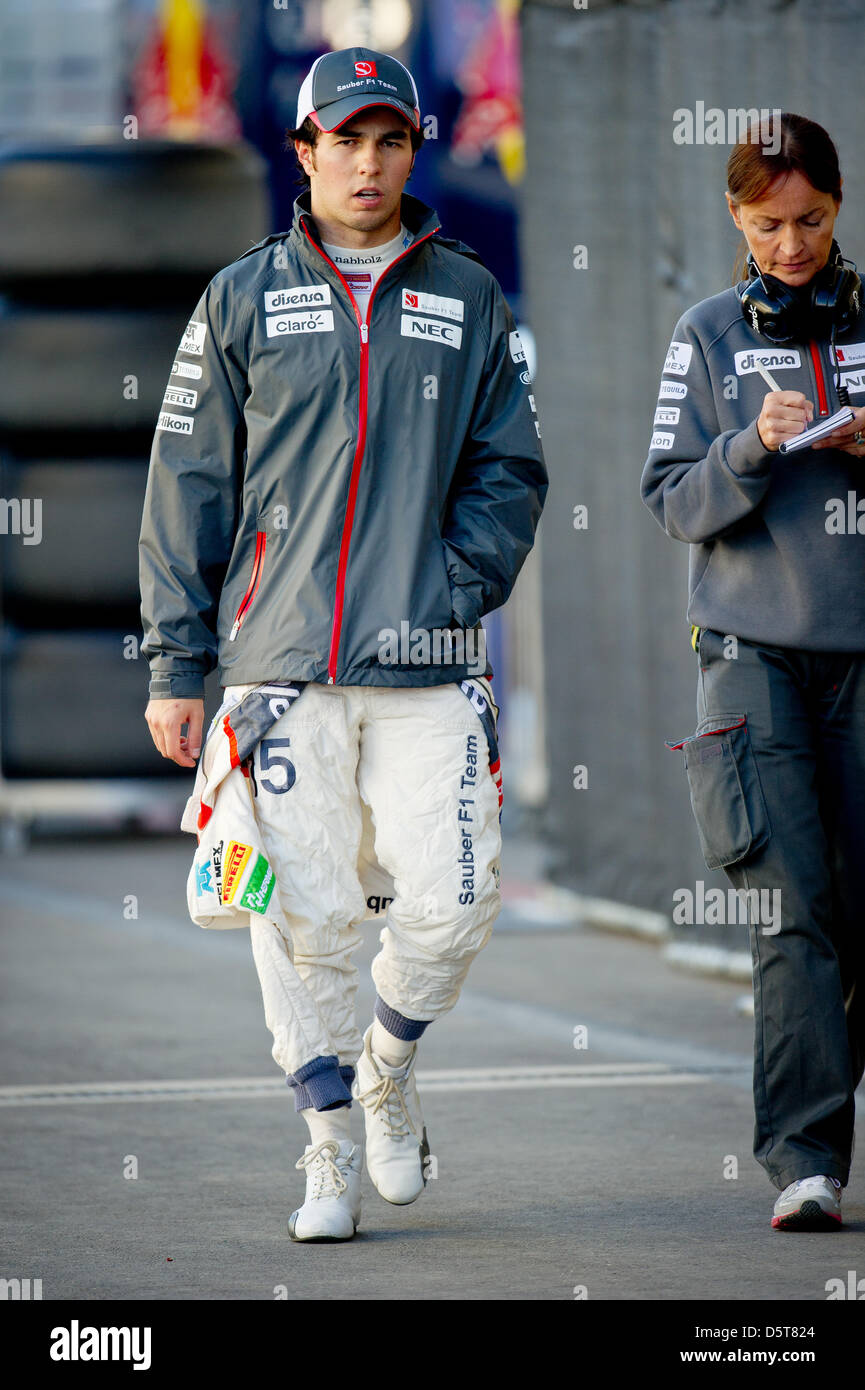 Mexican Formula One driver Sergio Perez of Sauber and Heike Hientzsch ...