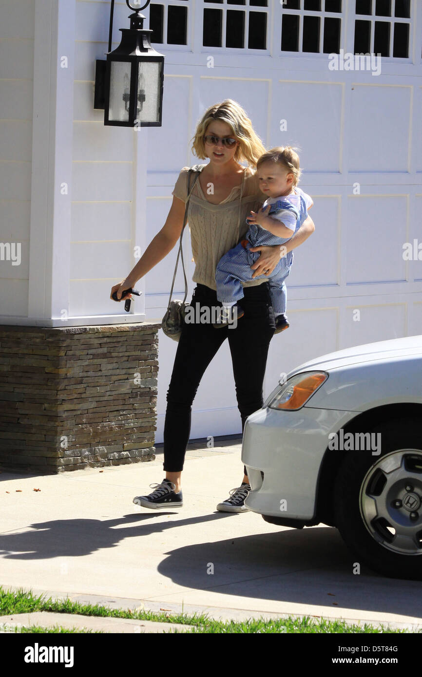 Ali Larter and her son Theodore MacArthur seen after attending a mommy ...