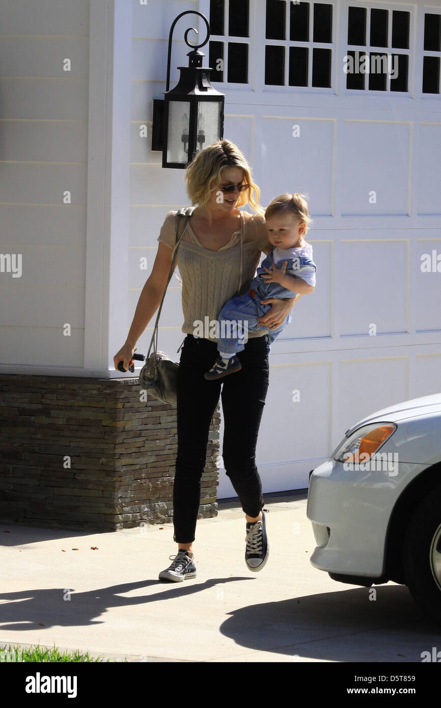 Ali Larter and her son Theodore MacArthur seen after attending a mommy ...
