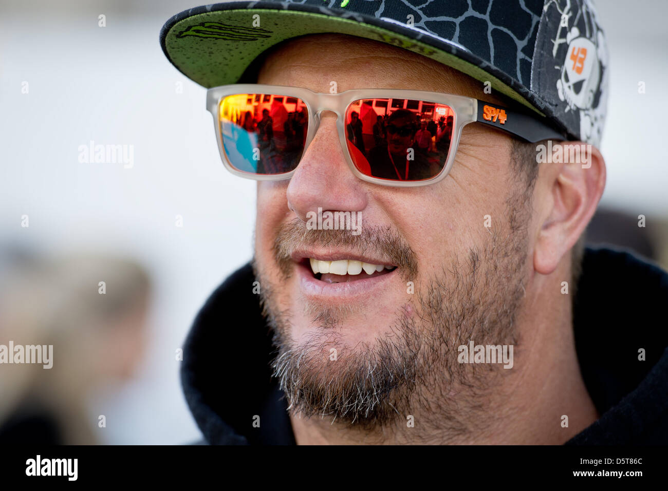 US-American Rally driver Ken Block smiles in the paddock at the Circuit ...