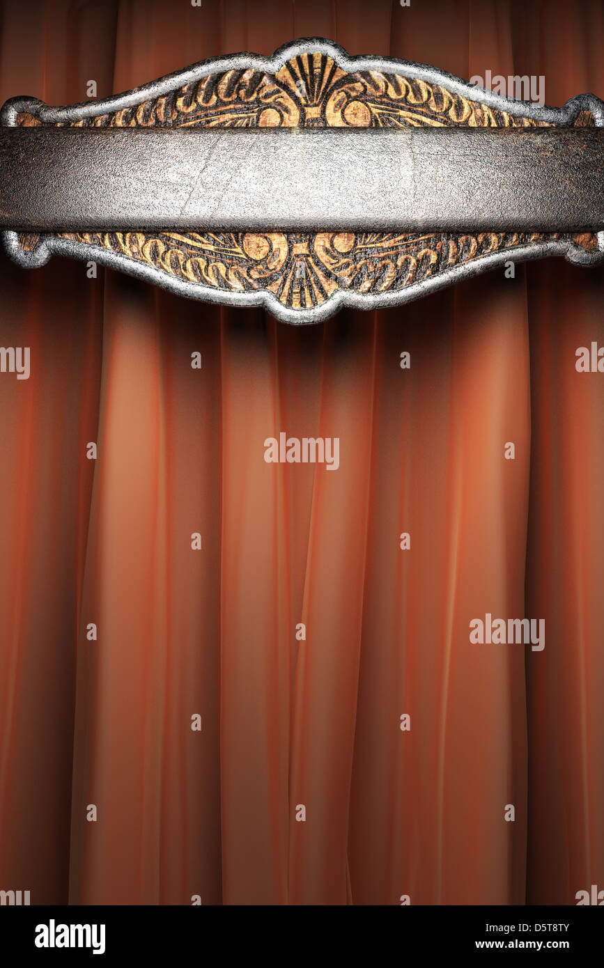 Metal on red curtain Stock Photo - Alamy
