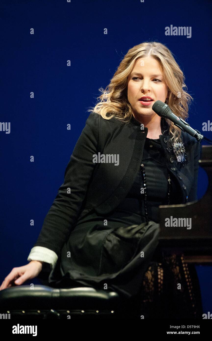 Canadian singer Diana Krall sits during her concert at Tempodrom in ...