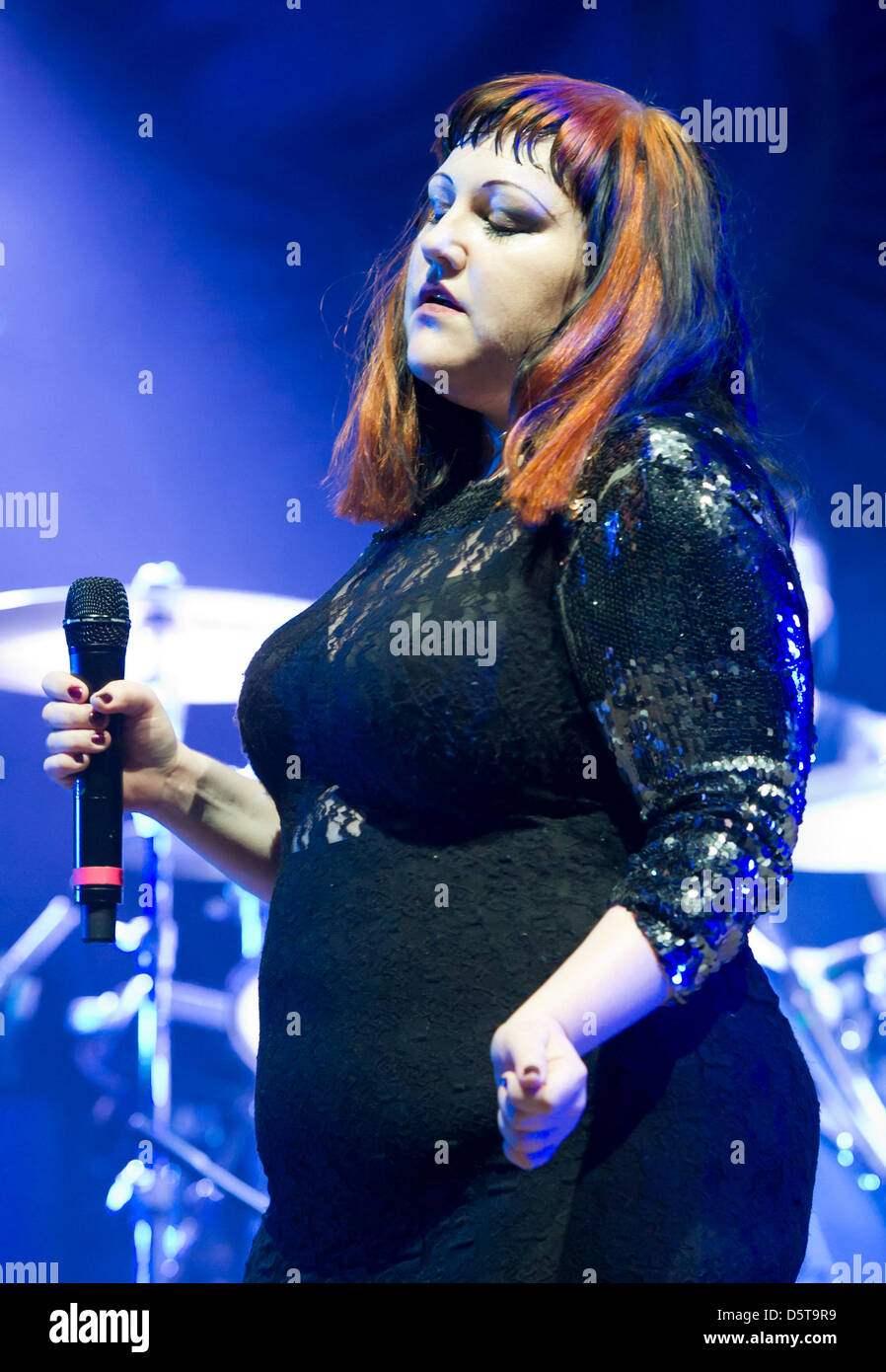 The singer of the US band 'Gossip', Beth Ditto, performs on stage ...