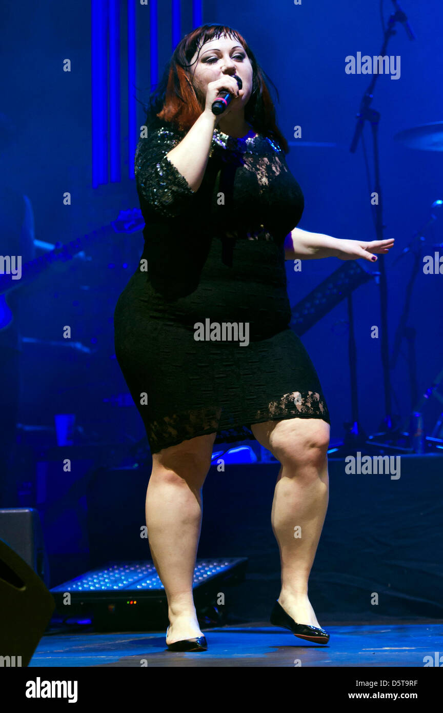 The singer of the US band 'Gossip', Beth Ditto, performs on stage ...