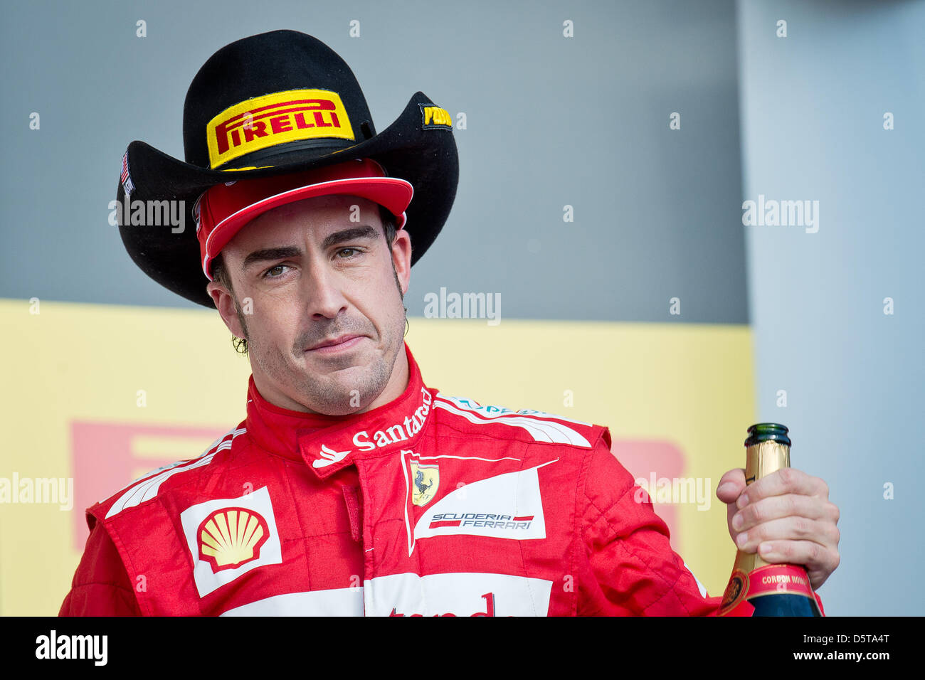 Spanish Formula One driver Fernando Alonso of Ferrari standing on the ...