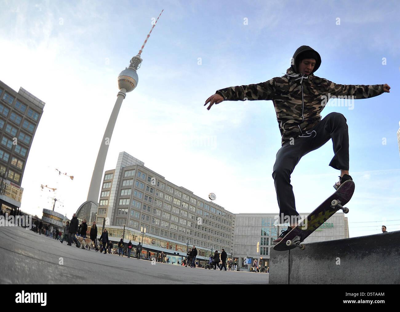 Sven (18) skates on Alexanderplatz in Berlin, Germany, 29 October 2012 ...