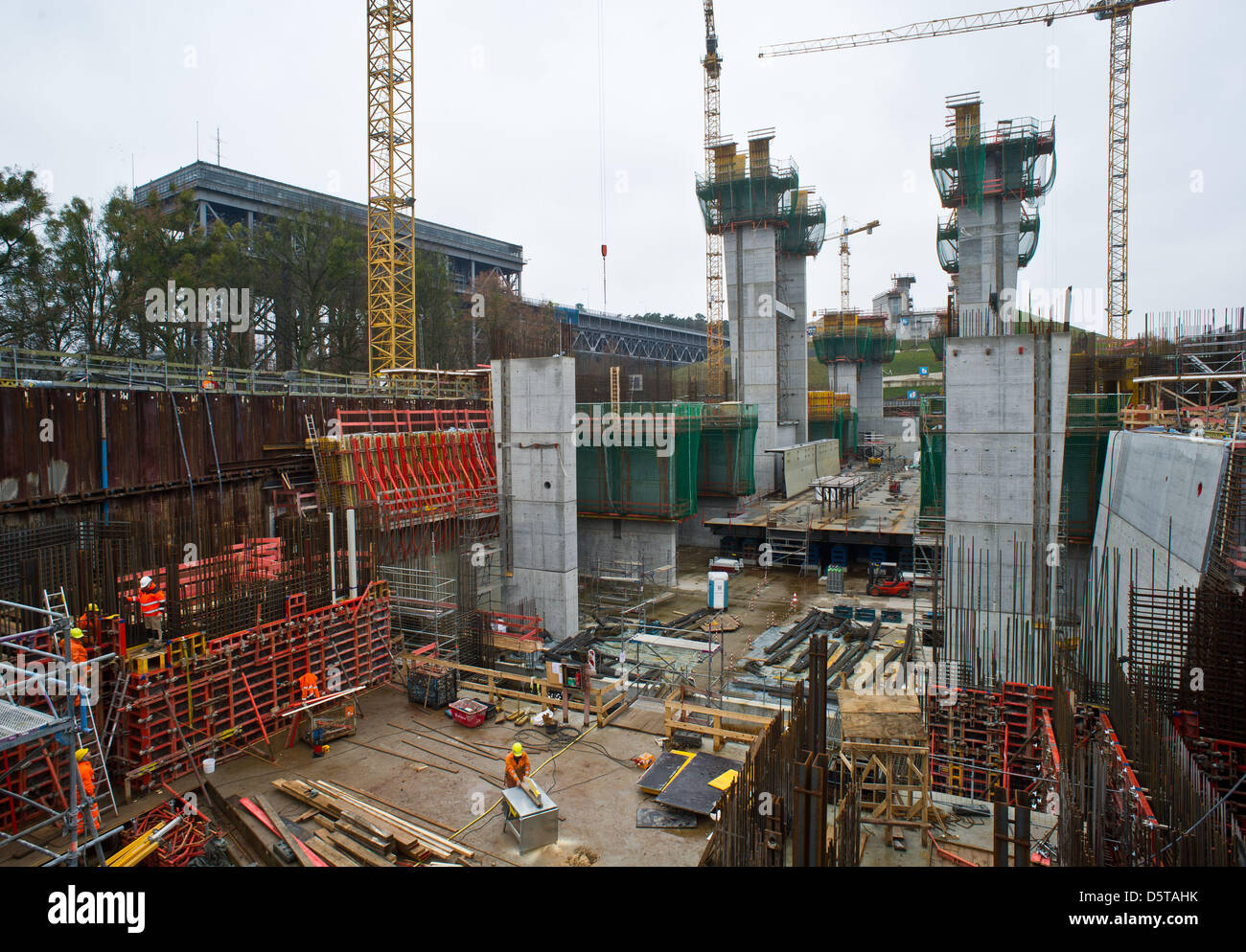 Concrete columns are pictured at the construction site for the new boat ...