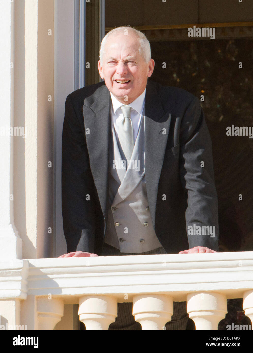 Hans Adam of Liechtenstein at the balcony of the Royal Palace during ...