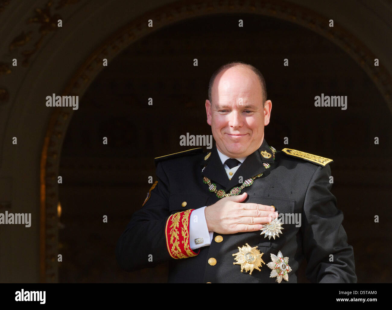 Prince Albert of Monaco at the balcony of the Royal Palace during the ...