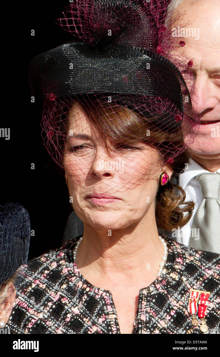 Princess Caroline of Monaco attend the mass at the Cathedral to mark ...