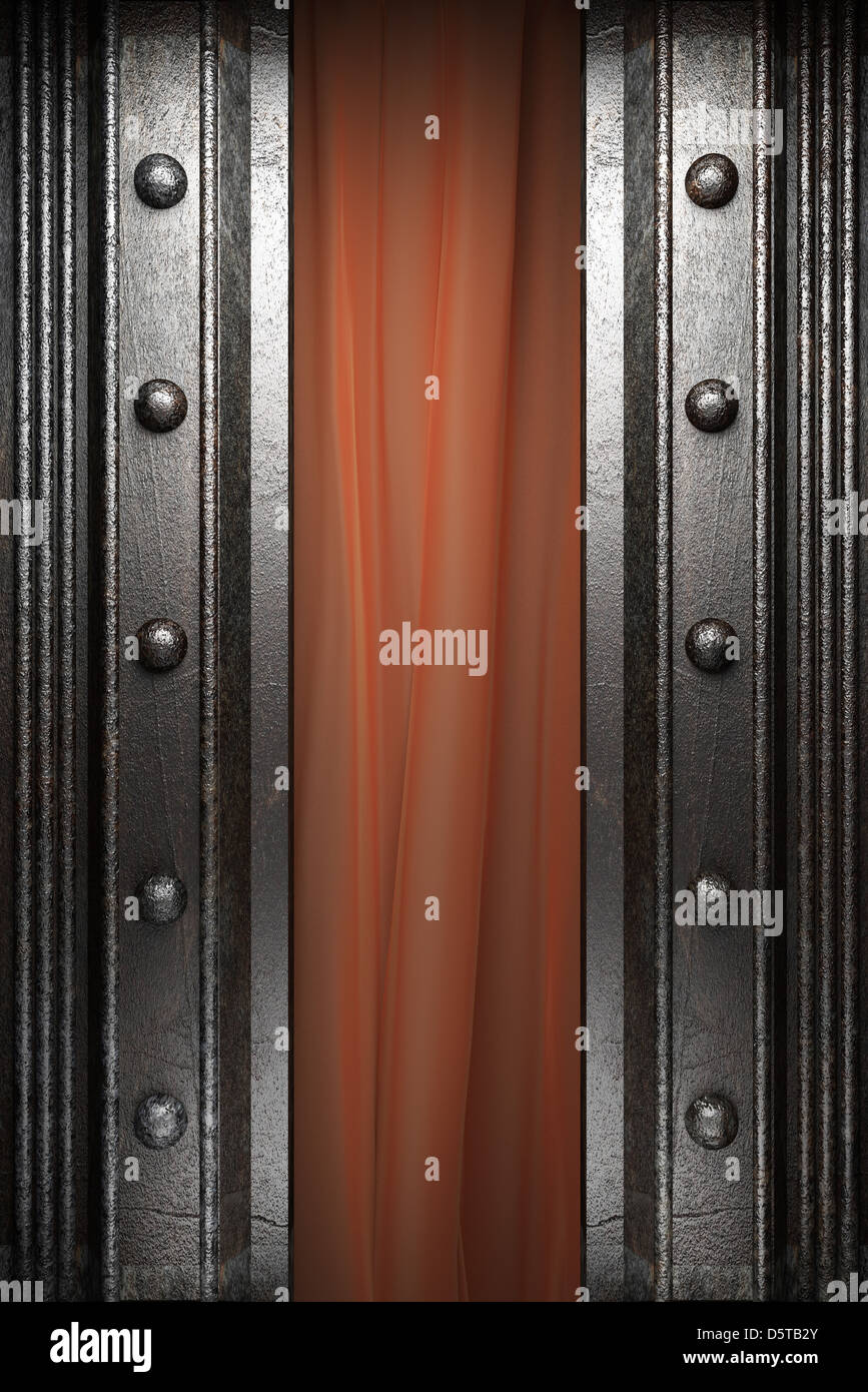 Metal on red curtain Stock Photo - Alamy