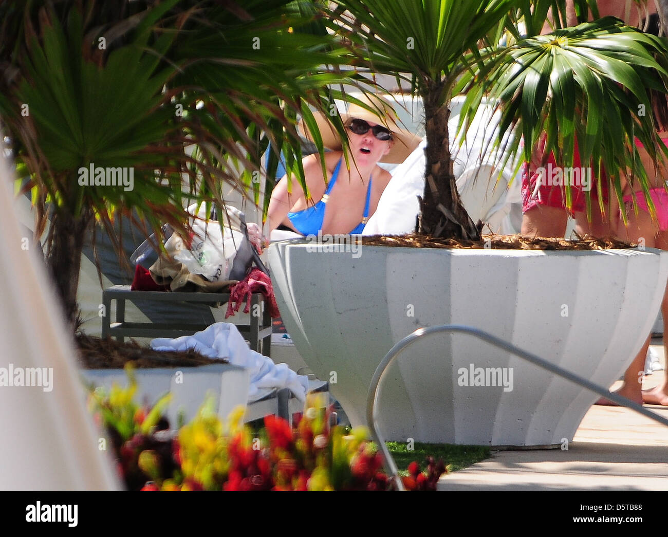 Ramona Singer of 'The Real Housewives of New York' relaxing at the pool ...