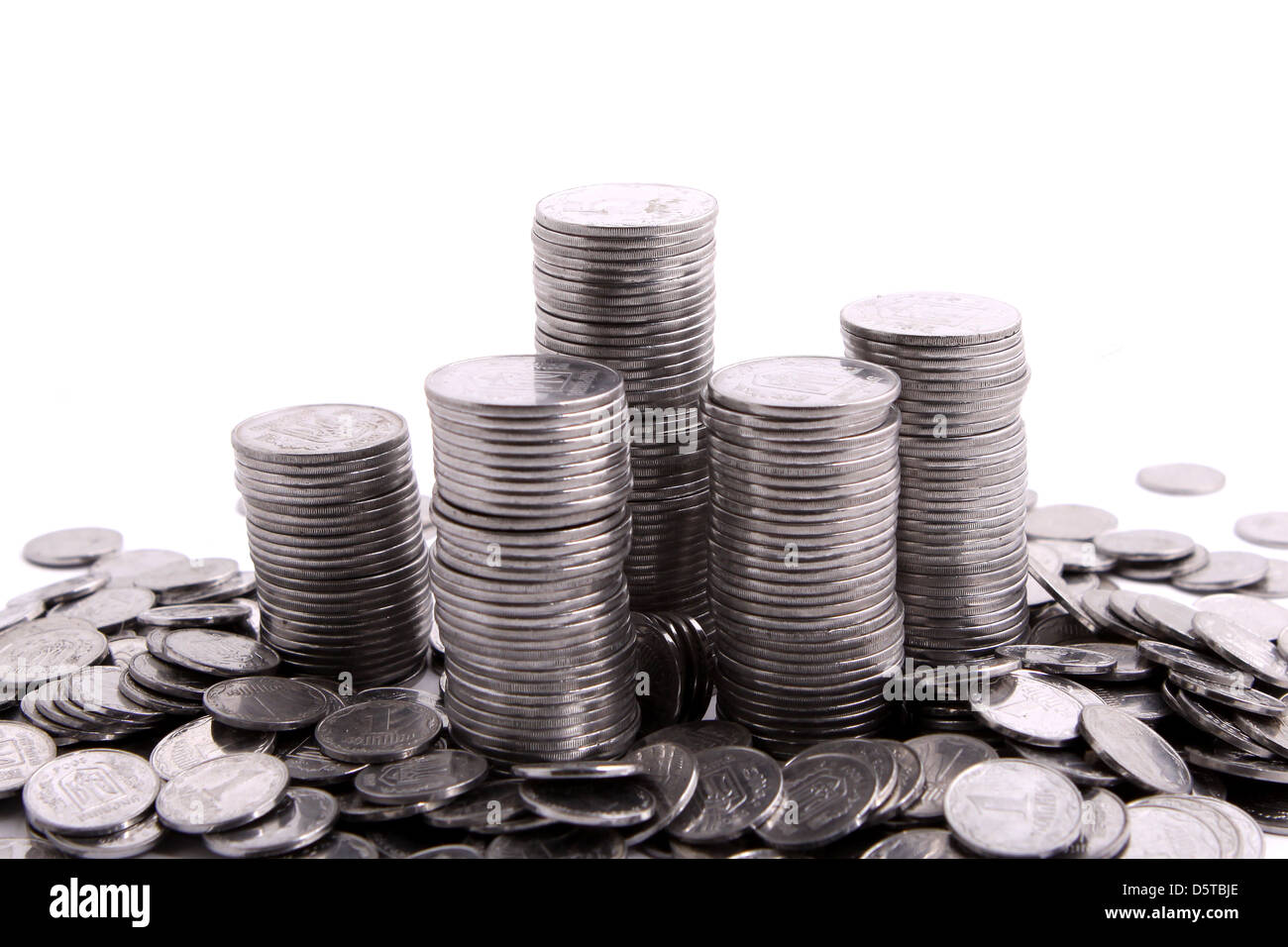 stack of coins isolated on a white background Stock Photo - Alamy