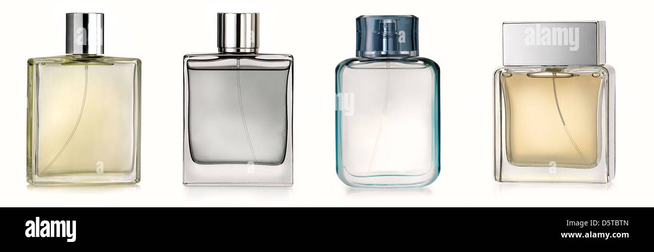 Four perfume spray bottles Stock Photo - Alamy